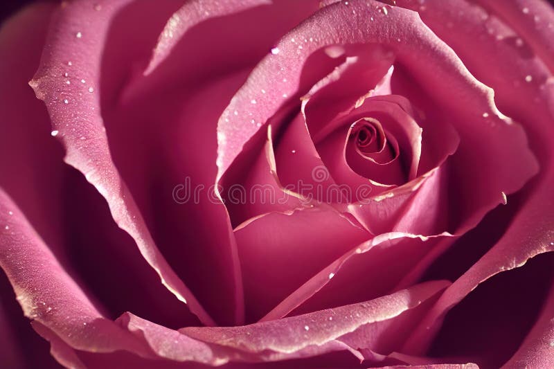 Raspberry Rose Petals in Water Droplets Open and Tender. Stock ...