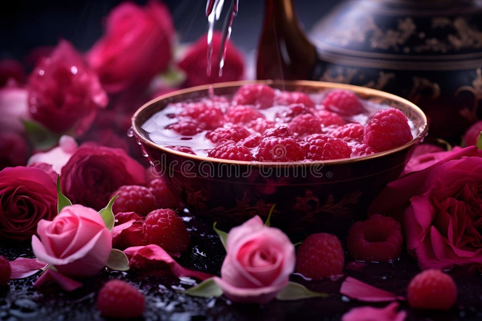 Raspberry Rose Tea, a Fragrant and Romantic Infusion Stock Illustration - Illustration of ...