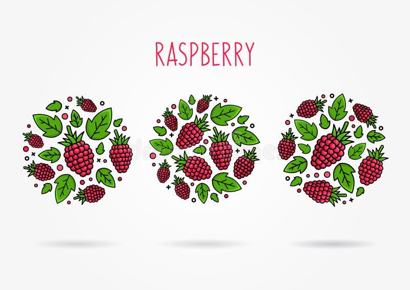 Raspberry Round Labels Creative Concept Stock Vector - Illustration of ...