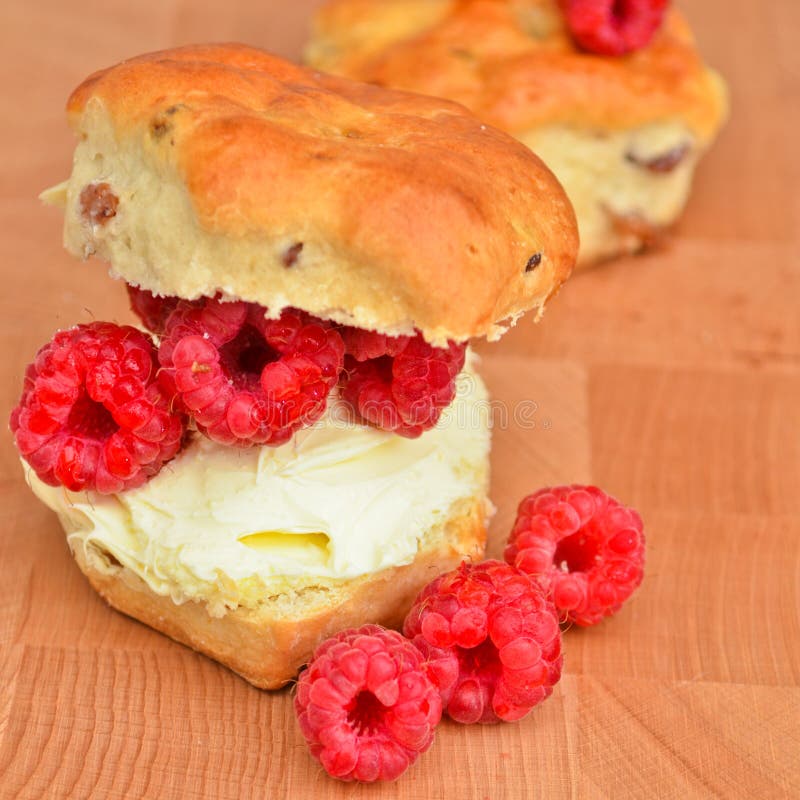 Raspberry scones stock image. Image of food, baking, cream - 28305263