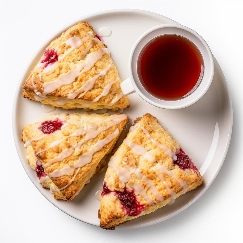 Raspberry Scones and Coffee on a White Background Stock Illustration ...