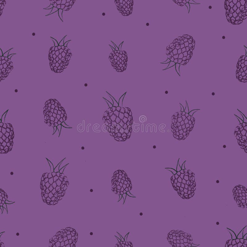 Raspberry Seamless Background. Monochrome Vector Illustration Stock ...