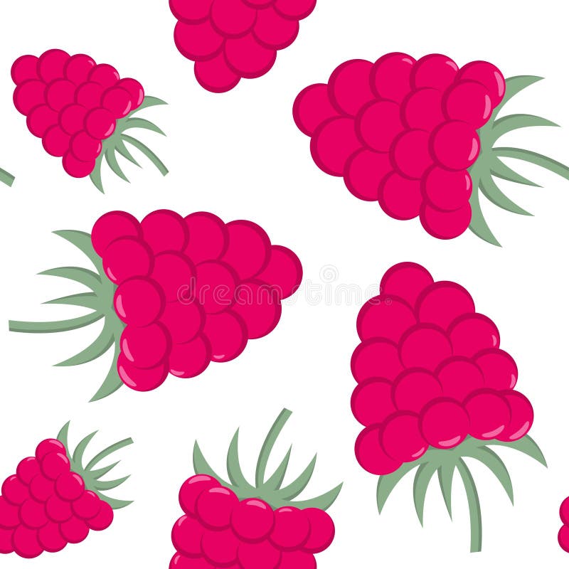 Raspberry Seamless Pattern. Background with Bright Garden Berries Stock ...