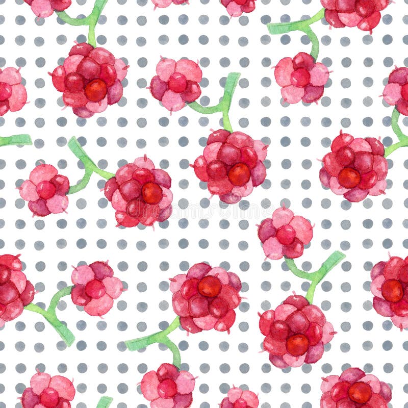 Raspberry Seamless Pattern, Berries Harvest Watercolor Wallpaper Stock ...