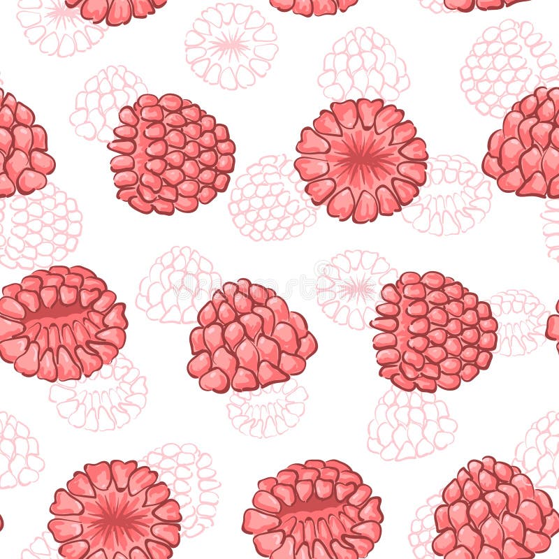 Raspberry Seamless Pattern. Natural Food Wallpaper. Vector Illustration ...