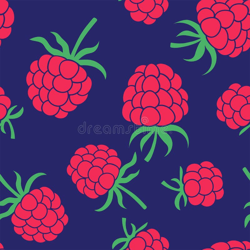 Raspberry Seamless Pattern. Hand Drawn Fresh Fruit. Vector Sketch ...