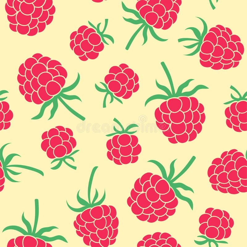 Raspberry Seamless Pattern. Hand Drawn Fresh Fruit. Vector Sketch ...