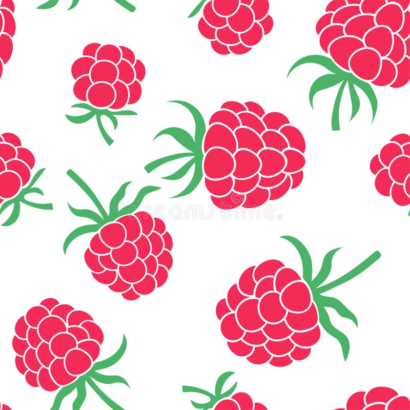 Raspberry Seamless Pattern. Hand Drawn Fresh Fruit. Vector Sketch ...