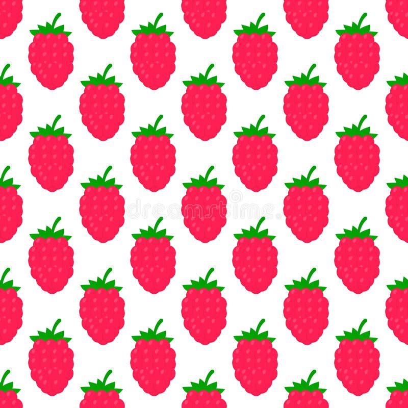 Raspberry Seamless Pattern. Summer Berries Vector Background. Vector ...