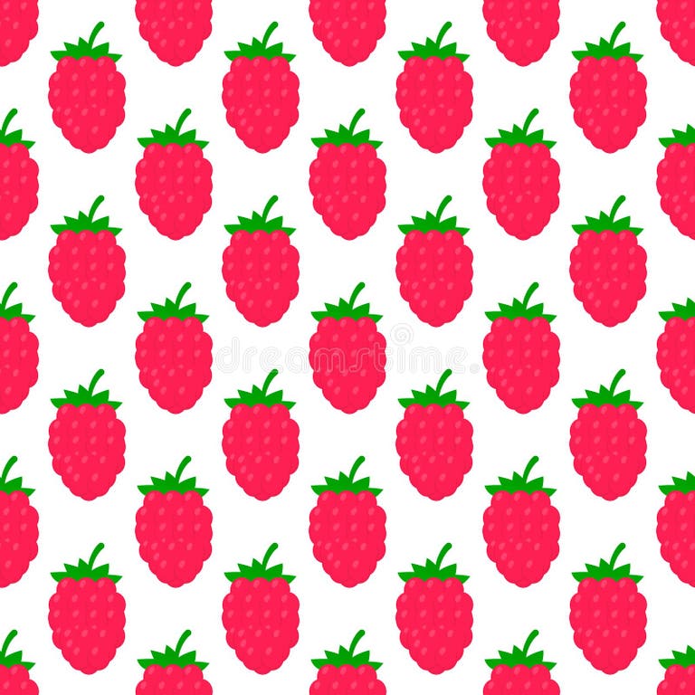 Raspberry Seamless Pattern. Summer Berries Vector Background. Vector Template for Fabric ...