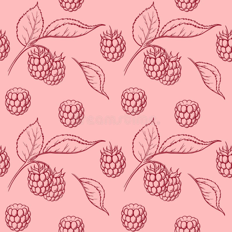 Raspberry Seamless Background Stock Vector - Illustration of organic ...