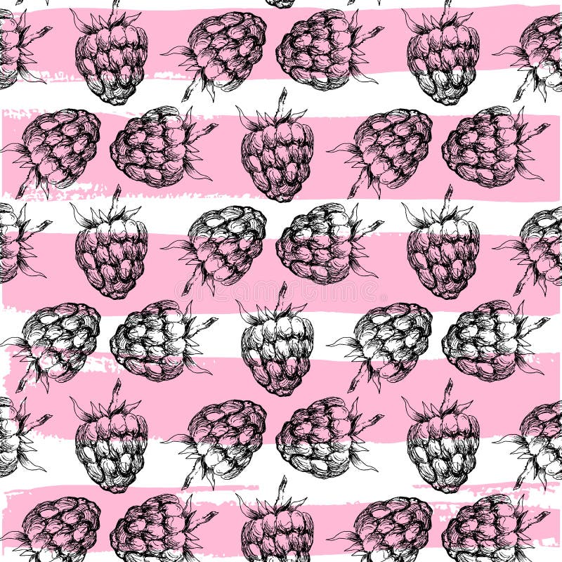 Raspberry Seamless Pattern for Your Design. Vector Illustration Stock ...