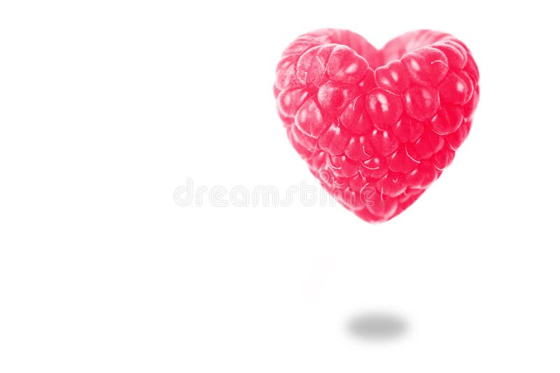 Raspberry in the Shape of a Heart on a White Background Stock Photo ...
