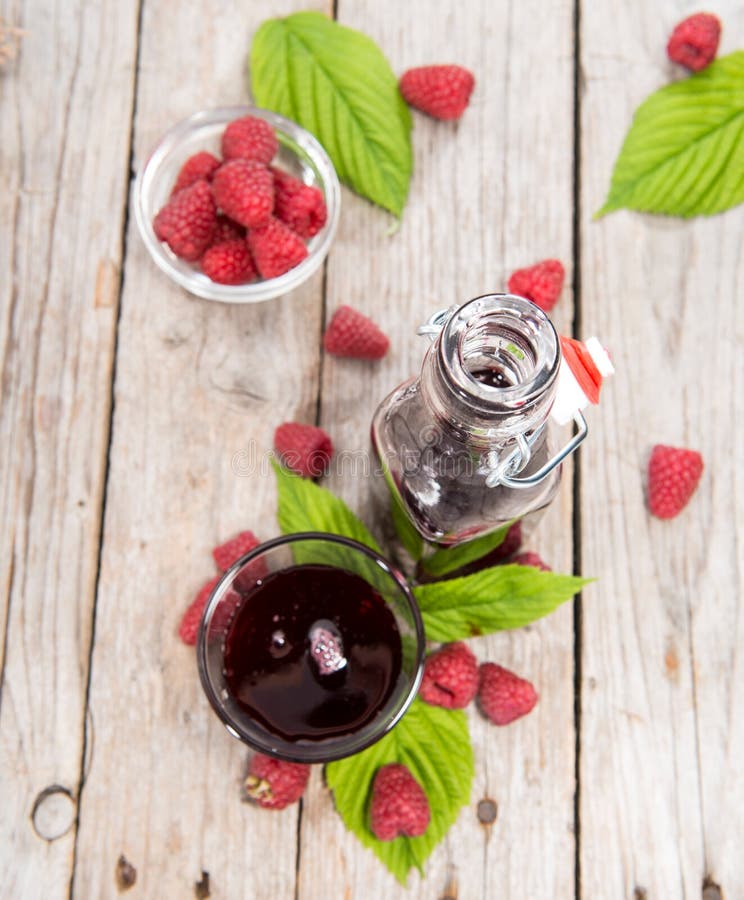 Raspberry Sirup in a glass stock photo. Image of heap - 42681110