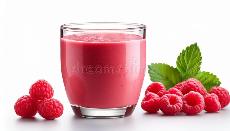 Raspberry Smoothie Drink Front View Isolate on Transparency Background ...