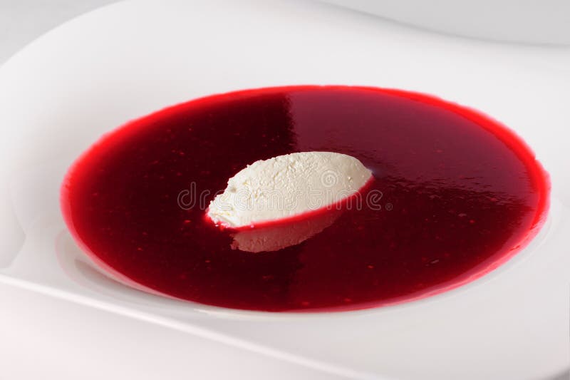 Raspberry Soup with Mascarpone Stock Photo - Image of raspberry ...
