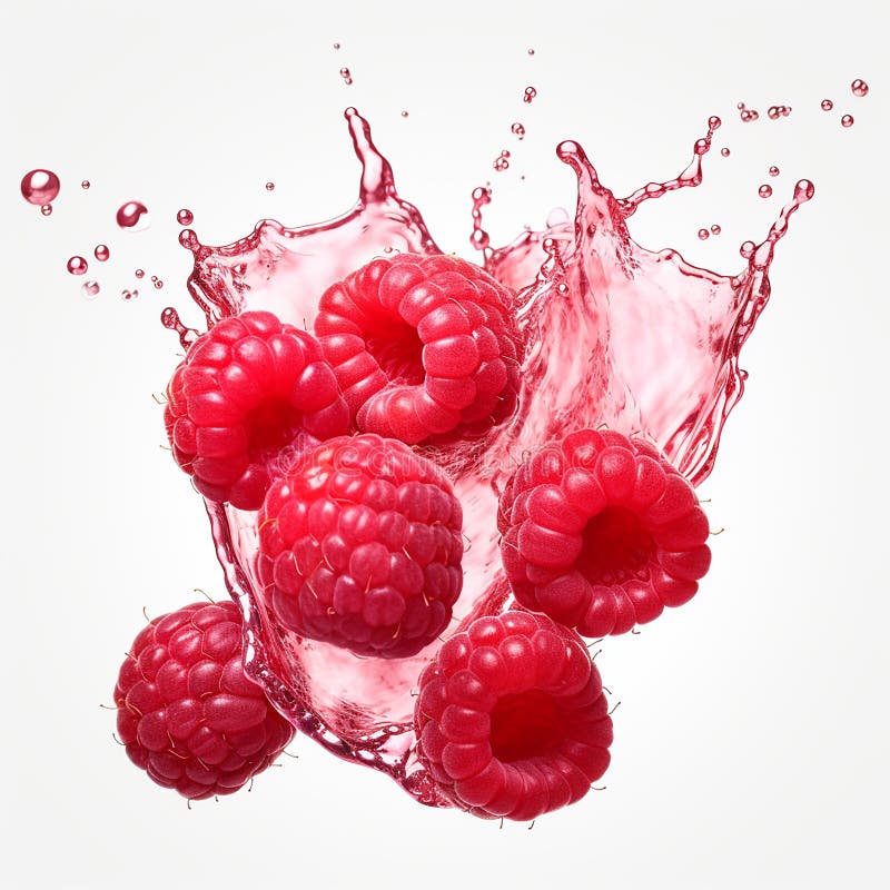 Raspberry Splash Extravaganza Isolated Red Berries Stock Illustration ...