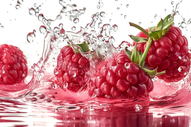 Raspberry Splash Isolated on White Background Stock Photo - Image of ...