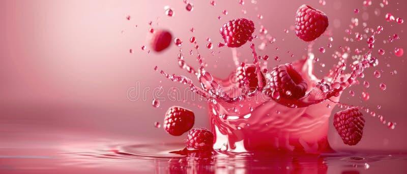 Raspberry Splash in Pink Liquid. Generative Ai Stock Illustration ...