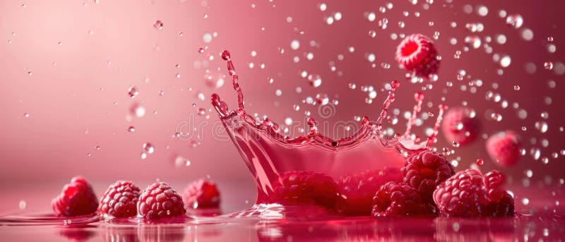 Raspberry Splash in Pink Liquid. Generative Ai Stock Illustration ...