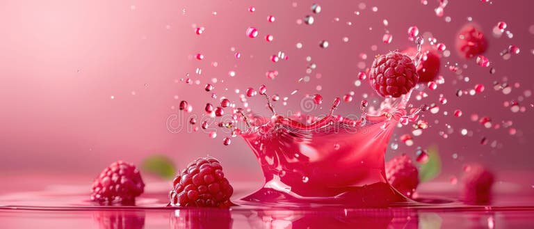 Raspberry Splash in Pink Liquid. Generative Ai Stock Illustration ...
