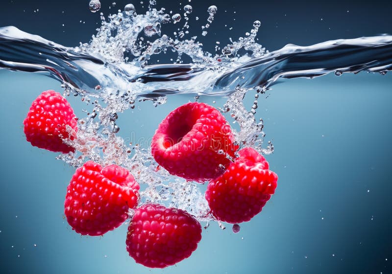 Raspberry splash in water stock illustration. Illustration of fresh ...