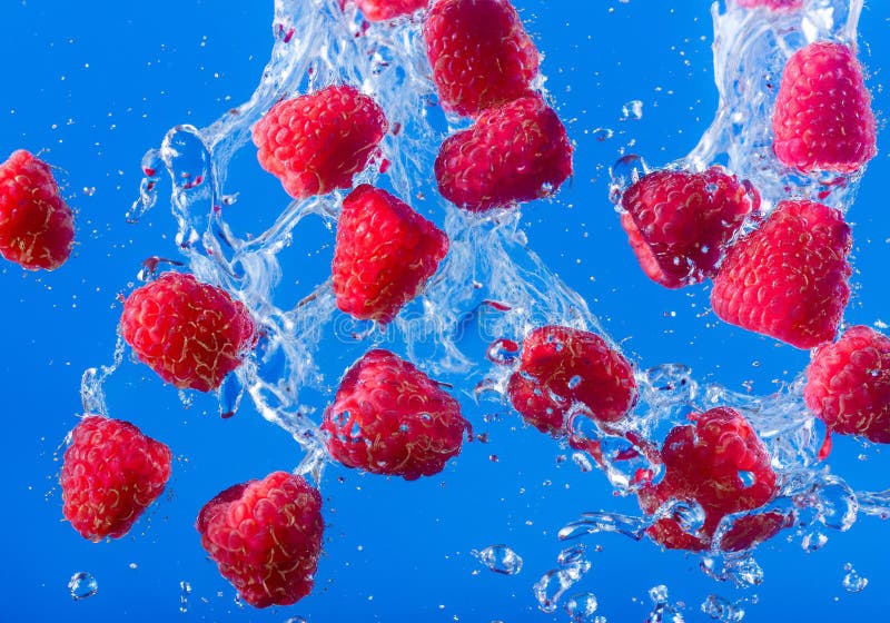 Raspberry splash in water stock illustration. Illustration of water ...
