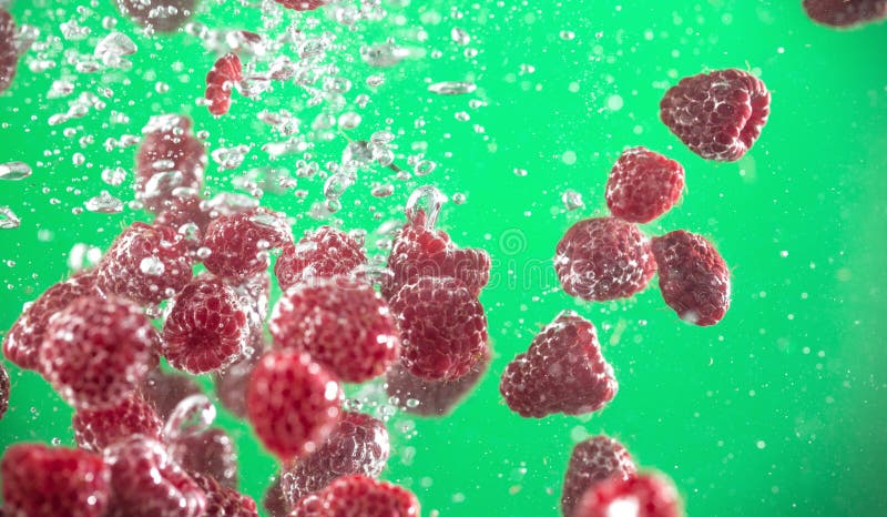 Raspberry Splashing in Tank of Water Stock Photo - Image of organic ...