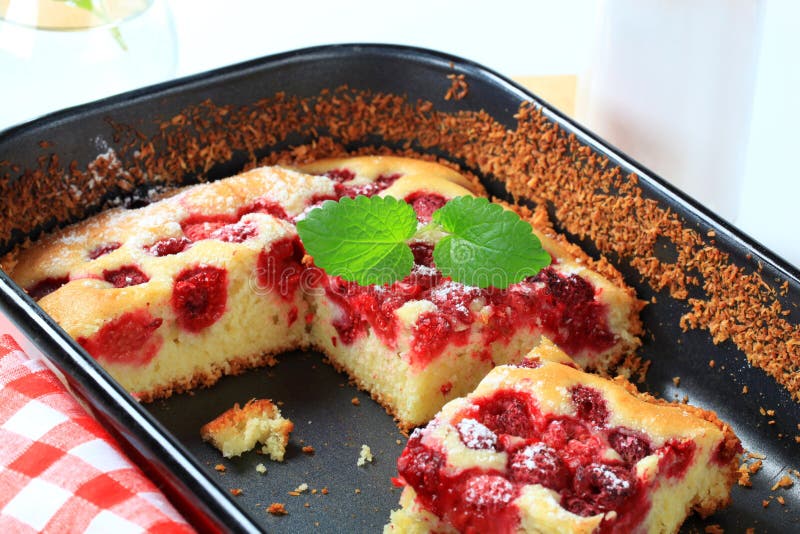 Raspberry sponge cake stock photo. Image of piece, baking - 60831900