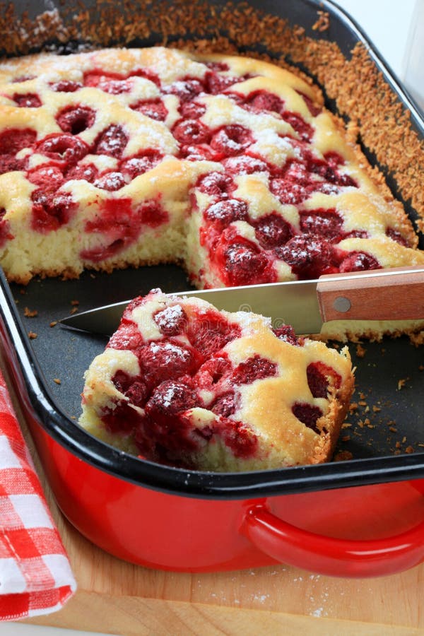 Raspberry sponge cake stock image. Image of homemade - 60832943