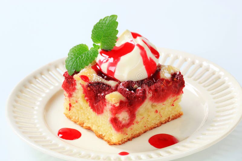 Raspberry sponge cake stock image. Image of cream, studio - 60834719