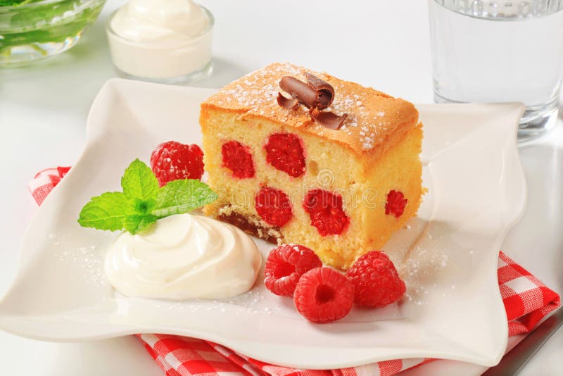 Raspberry Sponge Cake Slices Stock Photo - Image of pieces, board: 60833714