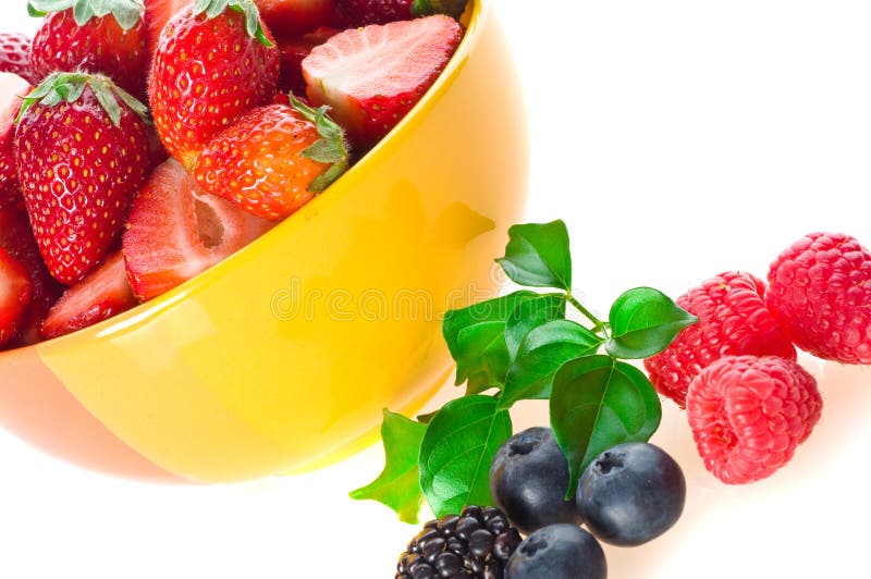 Raspberry and strawberry stock photo. Image of fresh, breakfast - 9632150