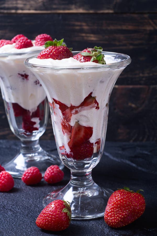 Raspberry & Strawberry Ice Cream Stock Photo - Image of bowl, cream ...
