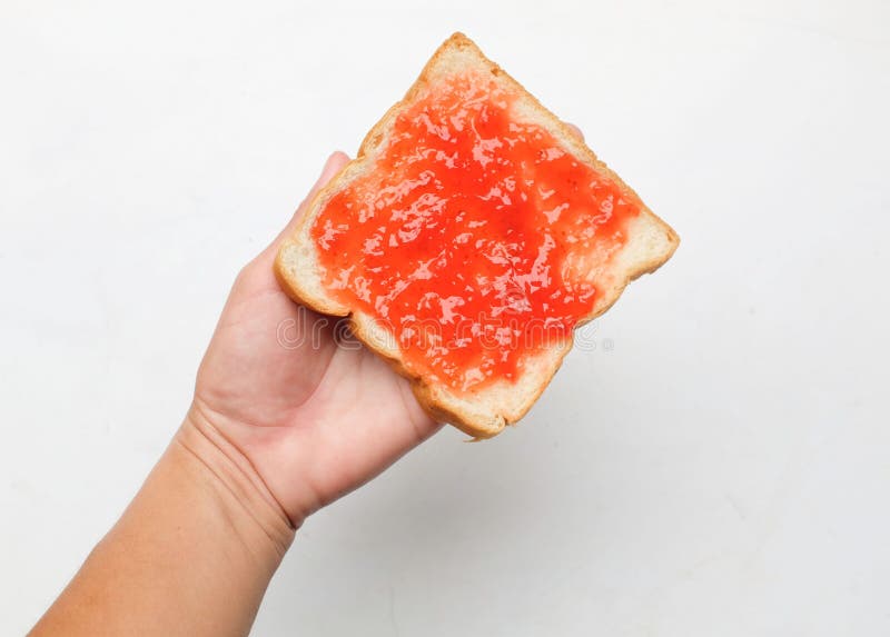 Raspberry Strawberry Jam, Fresh Red Berries Spread on Slice of Bread in ...