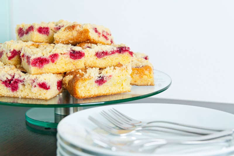 Raspberry Streusel Cake stock image. Image of baked, sliced - 20872241