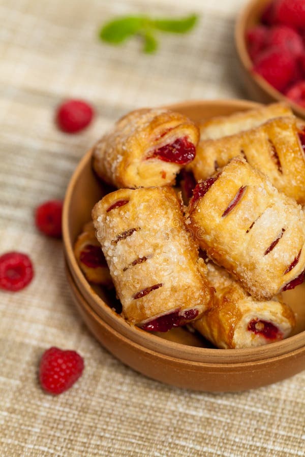 Raspberry Strudel Bites. Macro Stock Photo - Image of danish, cherry ...