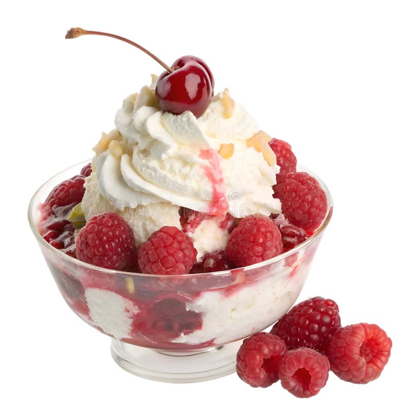 Raspberry Sundae Isolated on Transparent Background Stock Illustration ...