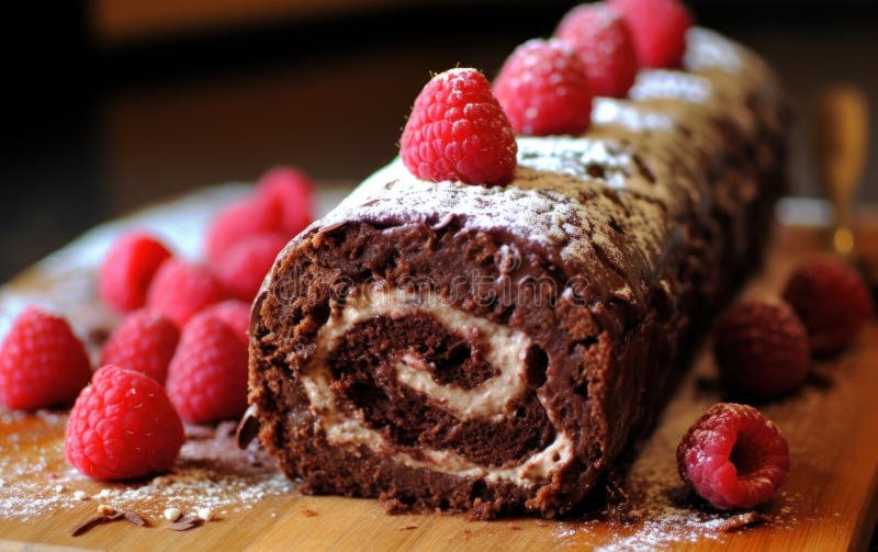 Raspberry Surprise Chocolate Cake Roll Stock Illustration ...