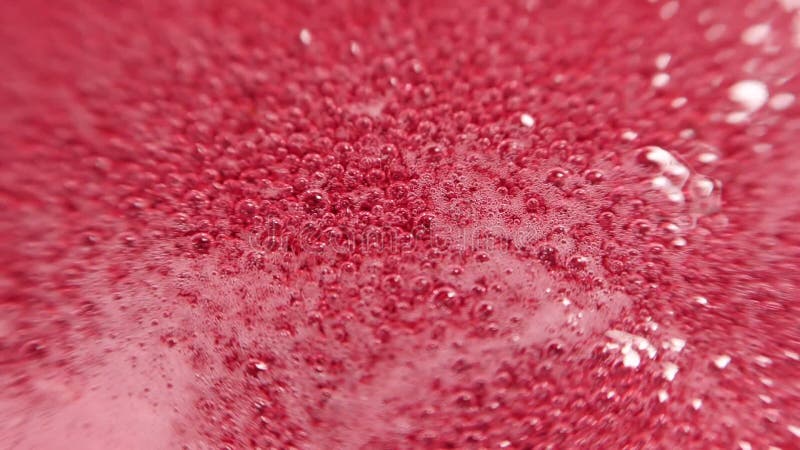 Raspberry Syrup. Pink Background with Bubbling Bubbles and Raspberries ...