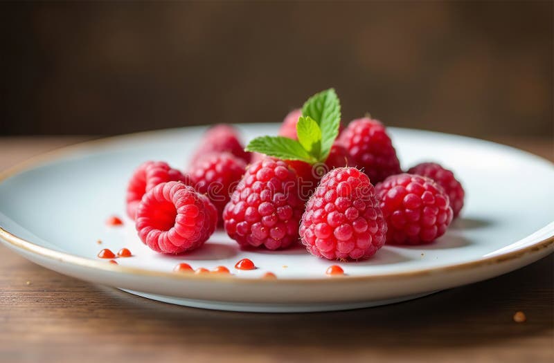 Raspberry on Table, Close-up of Fresh Berries, Bright Kitchen. AI ...