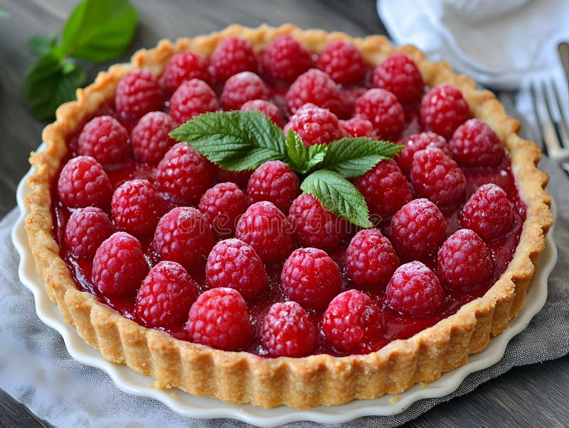 Raspberry Tart with a Buttery Crust Stock Illustration - Illustration ...