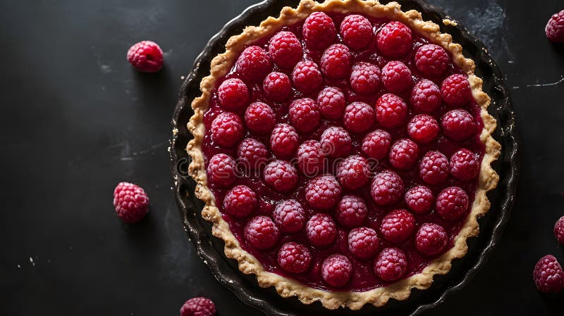 Raspberry Tart with a Buttery Crust Stock Illustration - Illustration ...
