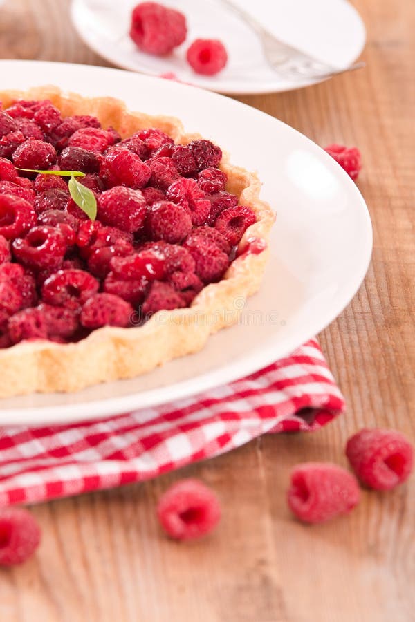 Raspberry tart. stock image. Image of fresh, napkin - 100561859
