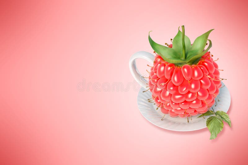 Raspberry tea cup stock illustration. Illustration of black - 55597791
