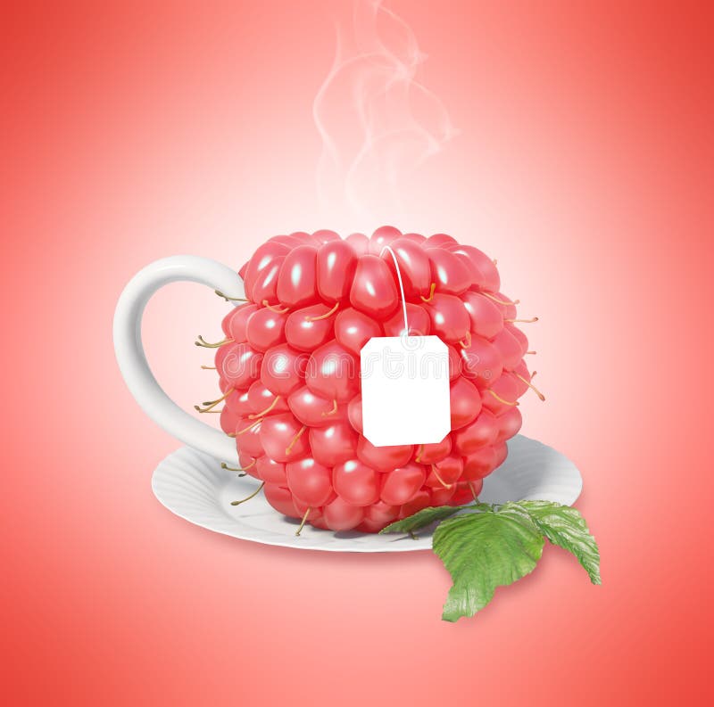 Raspberry tea cup stock illustration. Illustration of drink - 55597872
