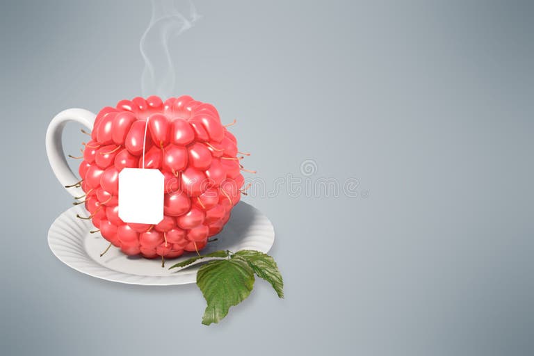 Raspberry tea cup stock illustration. Illustration of green - 55597922