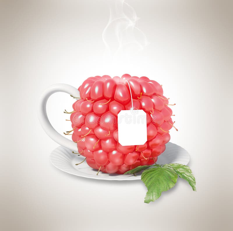 Raspberry tea cup stock illustration. Illustration of drink - 55598988