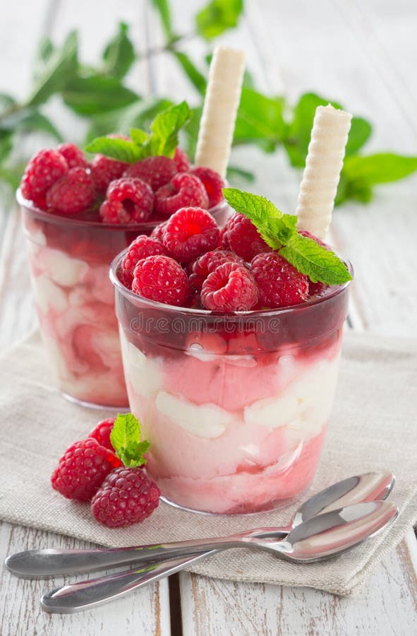 Raspberry-Vanilla dessert stock image. Image of food - 73642439