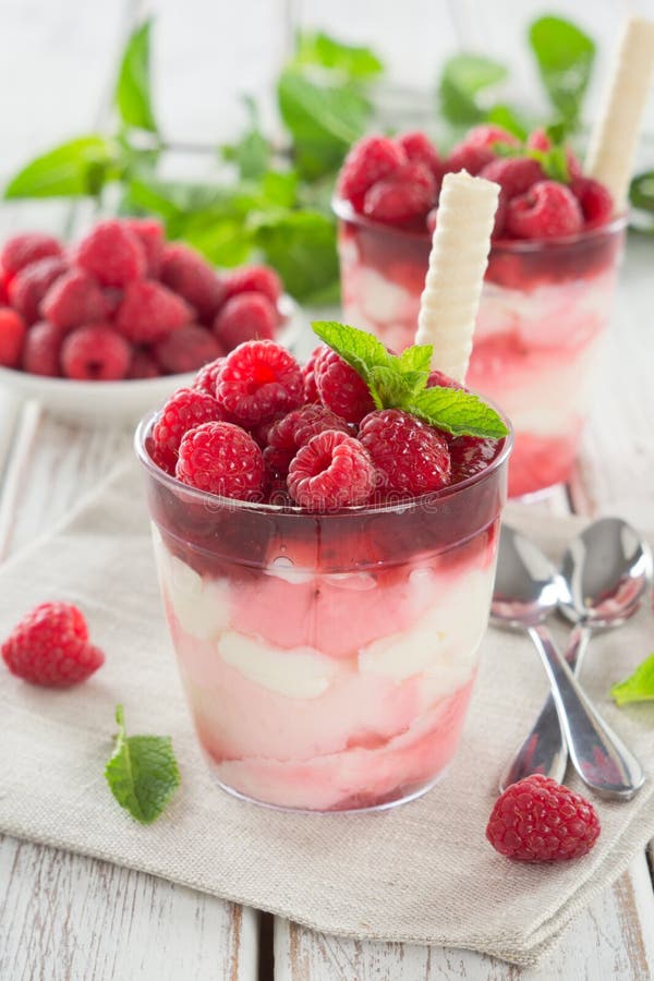 Raspberry-Vanilla dessert stock photo. Image of custard - 74286376